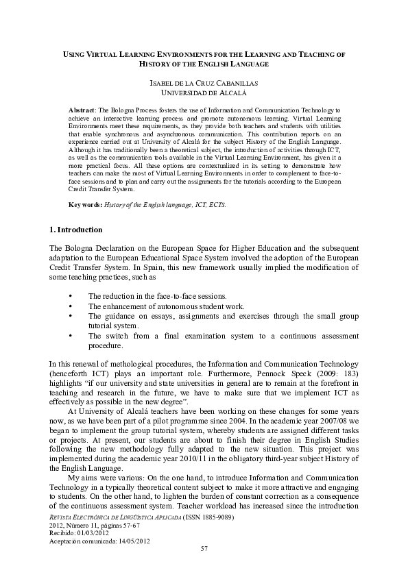 (PDF) Using Virtual Learning Environments for the Learning and Teaching of History of the ...