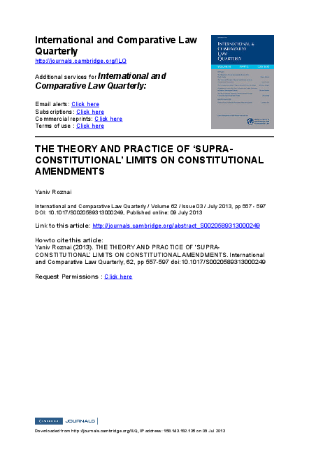 (PDF) The Theory and Practice of ‘Supra-Constitutional’ Limits on ...