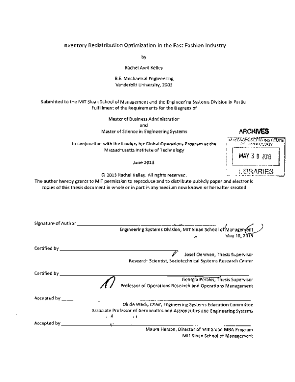 (PDF) Inventory Redistribution Optimization in the Fast Fashion Industry