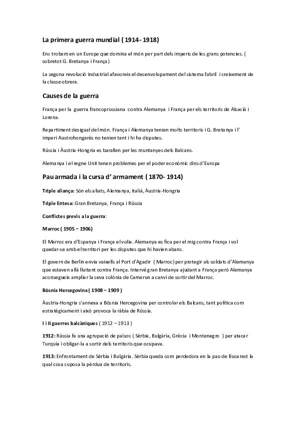 (DOC) TEMA 6 La primera guerra mundial