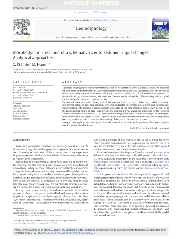 (PDF) Morphodynamic reaction of a schematic river to sediment input ...