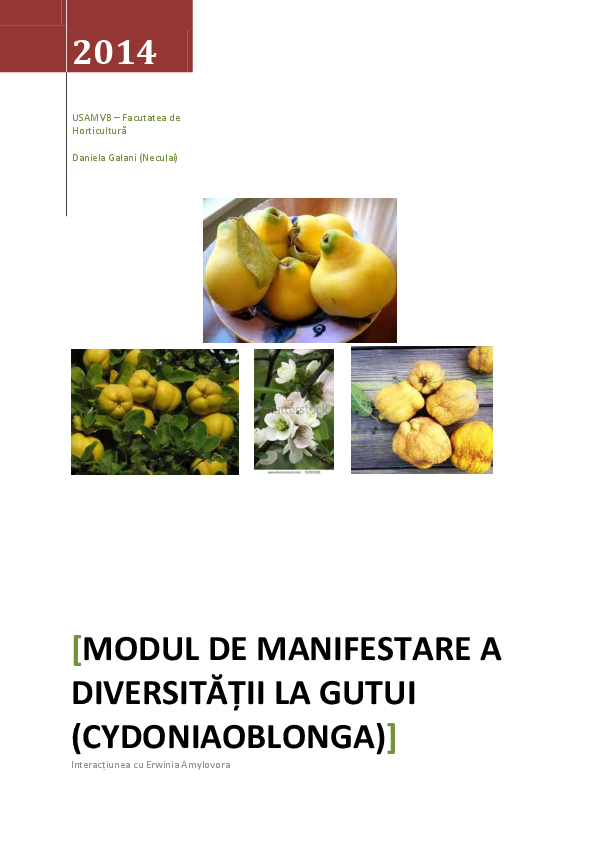 (PDF) Gutuiul -gene de rezistență la Erwinia amylovora