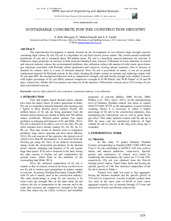 Pdf Sustainable Concrete For The Construction Industry