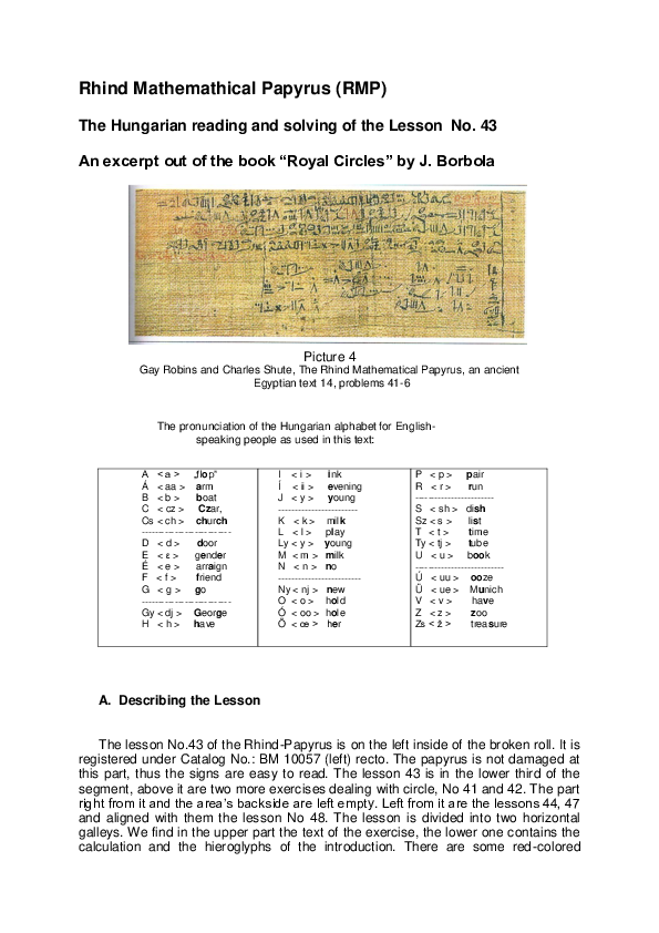 (PDF) Rhind Mathemathical Papyrus (RMP