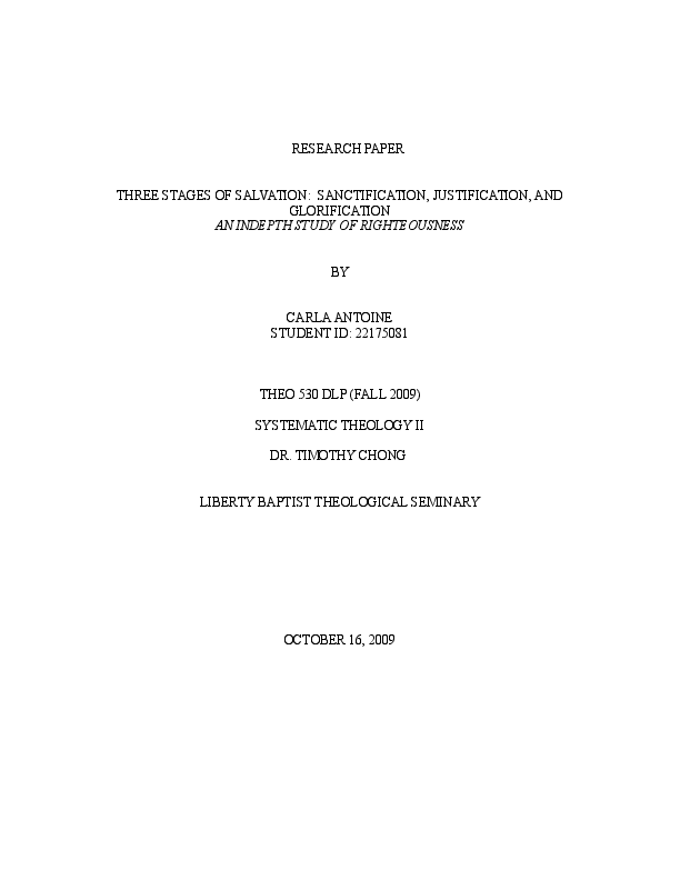 (DOC) THREE STAGES OF SALVATION: SANCTIFICATION, JUSTIFICATION, AND ...