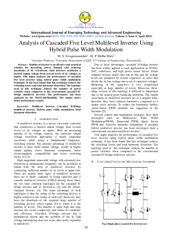 (PDF) International Journal of Emerging Technology and Advanced Engineering Analysis of Cascaded ...
