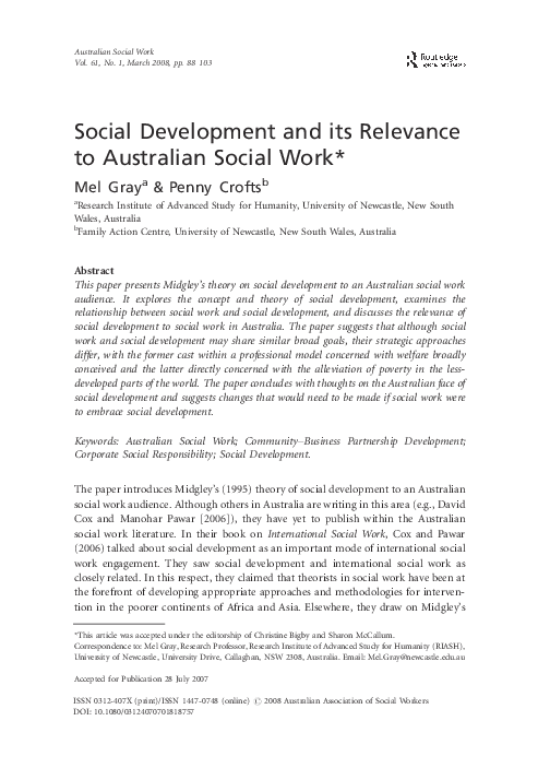 (PDF) Social Development and its Relevance to Australian Social Work