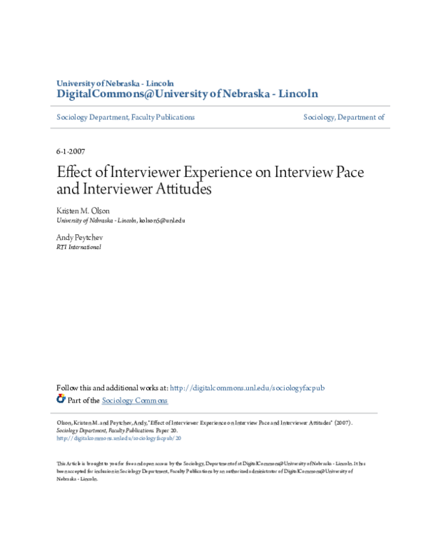(PDF) Effect of Interviewer Experience on Interview Pace and ...