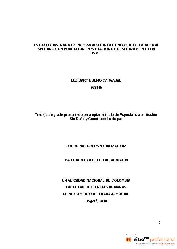 (PDF) ESTRATEGIAS PARA LA INCORPORACION DEL ENFOQUE DE LA ACCION SIN DAÑO CON POBLACION EN ...