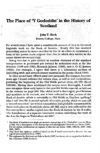 (PDF) The Place of Y Gododdin in the History of Scotland