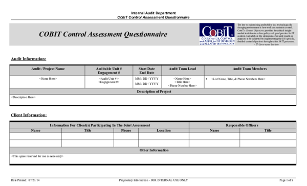(DOC) Cobit questionnaire template-general