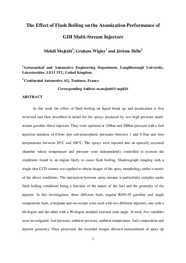 (PDF) the effect of flash boiling on the atomization performance of gdi ...