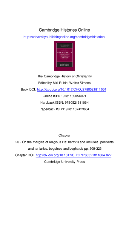 (PDF) On the Margins of Religious Life: Hermits and Recluses, Penitents ...