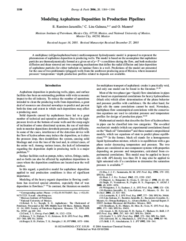 (PDF) Modeling Asphaltene Deposition in Production Pipelines