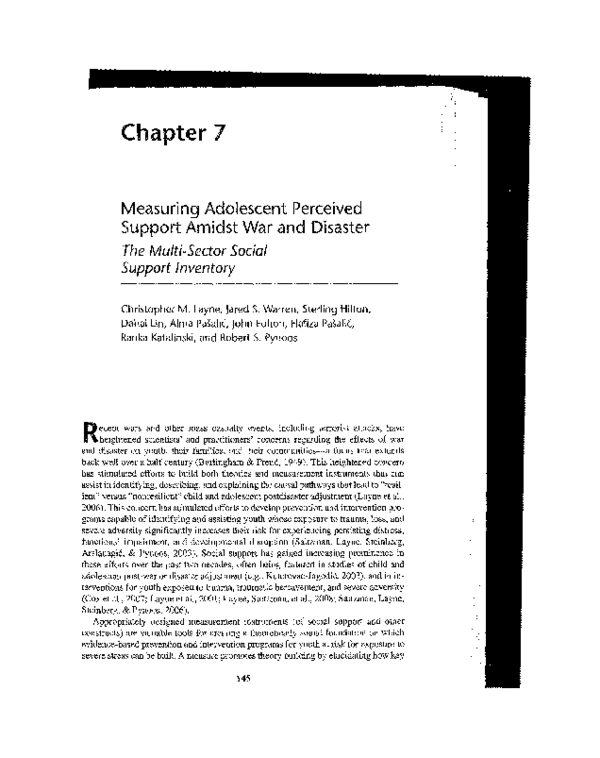 Pdf Layne Et Al 2009 Measuring Adolescent Perceived Support