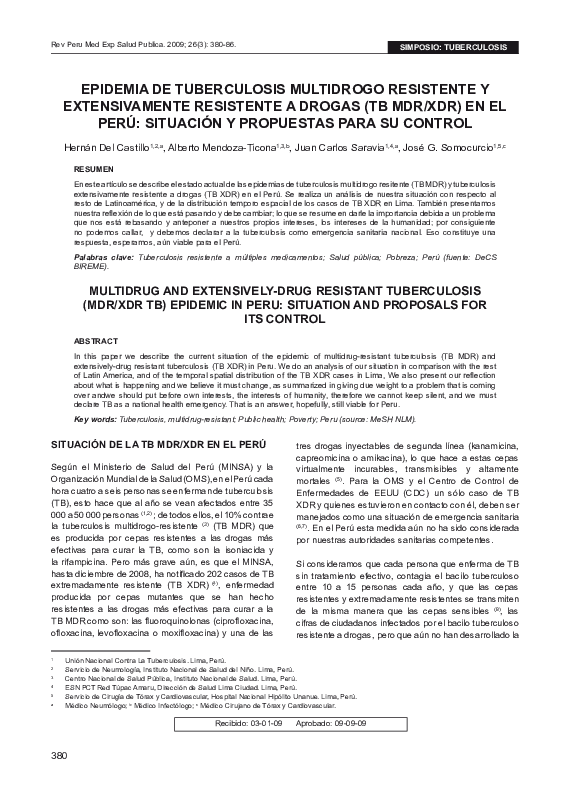 (PDF) EPIDEMIA DE TUBERCULOSIS MULTIDROGO RESISTENTE Y EXTENSIVAMENTE ...