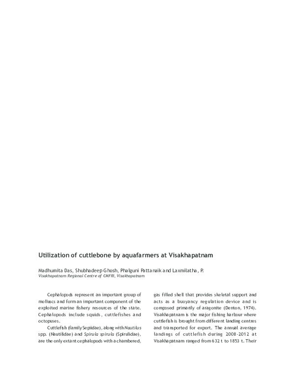 (PDF) Utilization of cuttlebone by aquafarmers at Visakhapatnam A ...