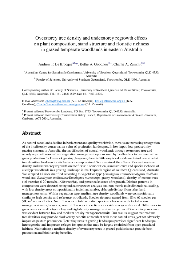 (PDF) Overstorey tree density and understorey regrowth effects on plant ...