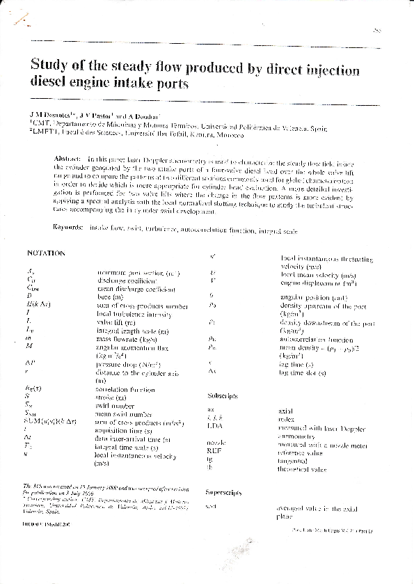 (PDF) Study of the steady flow produced by D.I. Diesel engine intake ports.