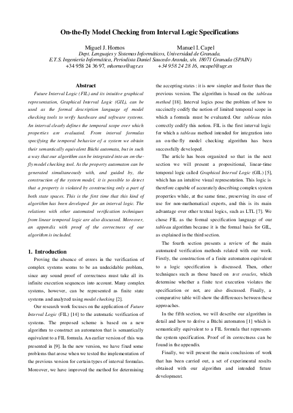 (PDF) On-the-fly model checking from interval logic specifications