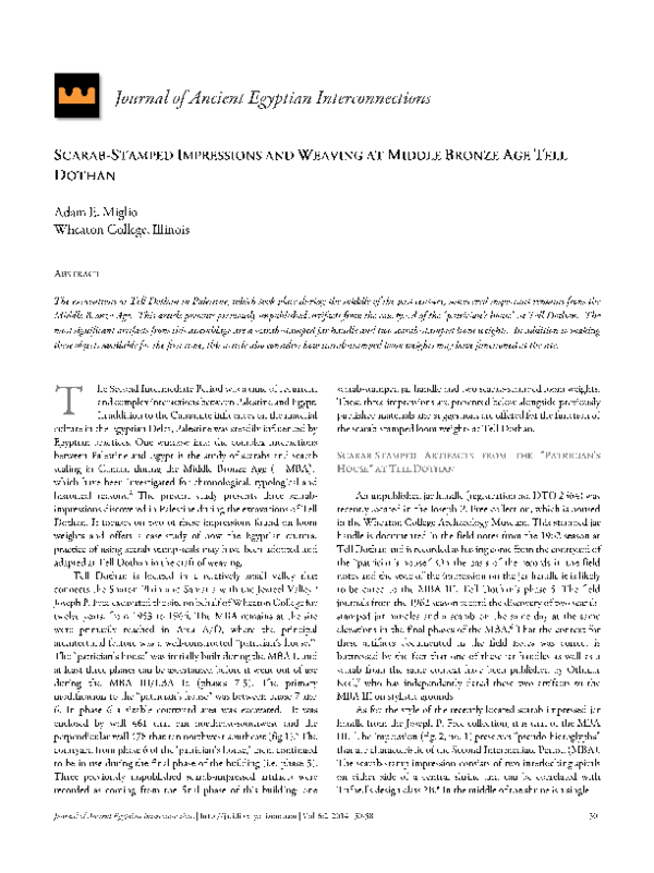 (PDF) “Scarab-Stamped Impressions and Textile Production at Tell Dothan ...