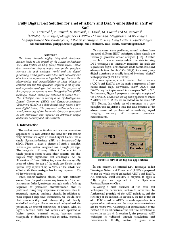 (PDF) Fully digital test solution for a set of ADCs and DACs embedded ...