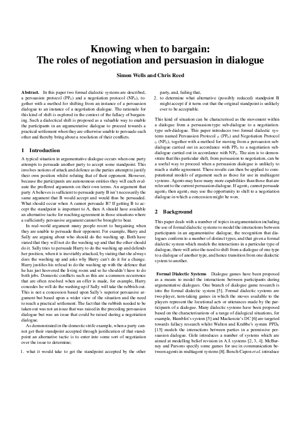 (PDF) Knowing When To Bargain - The roles of negotiation and persuasion ...