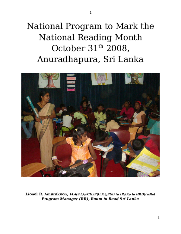 (DOC) National Program to Mark the National Reading Month October 31th ...