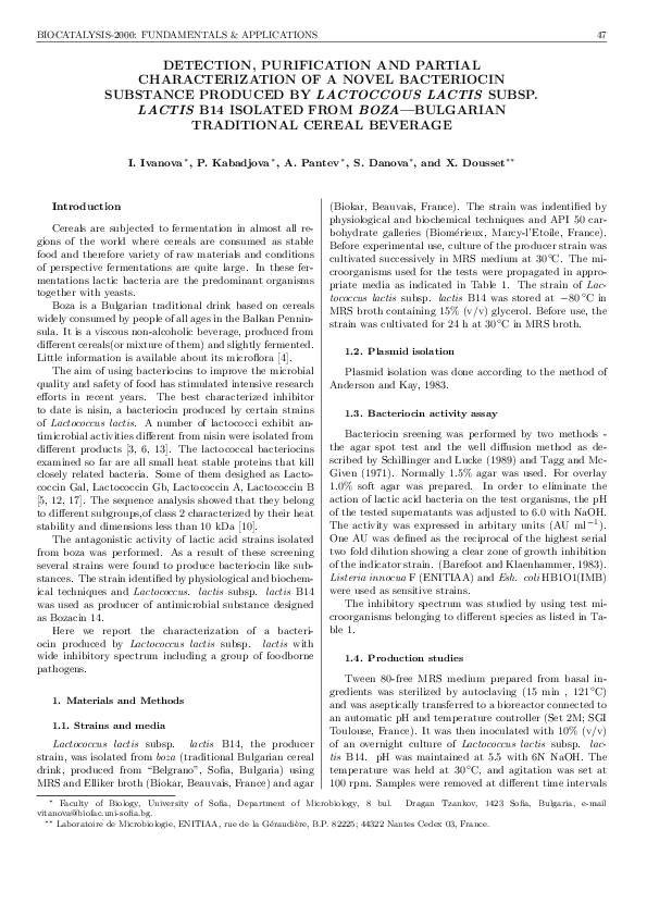 Pdf Detection Purification And Partial Characterization Of A Novel Bacteriocin Substance