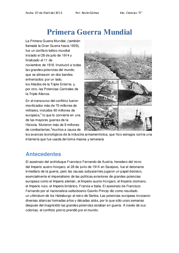 (DOC) Primera Guerra Mundial