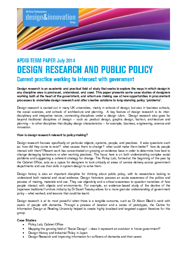 (PDF) 'History as design research and implications for policy-makers'
