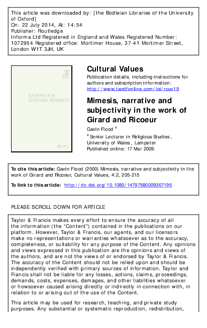 (PDF) Mimesis, Narrative and Subjectivity