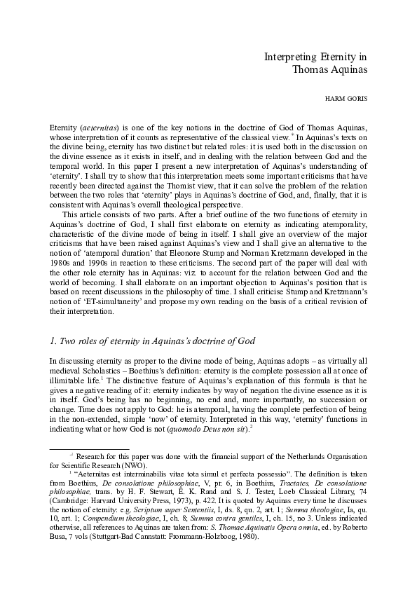 (DOC) Interpreting Eternity in Aquinas | Harm Goris - Academia.edu