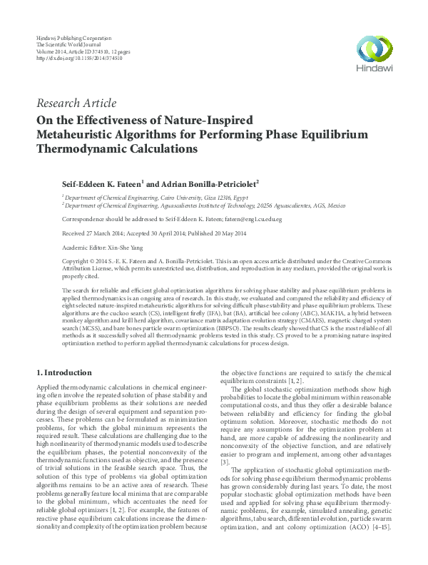 Pdf On The Effectiveness Of Nature Inspired Metaheuristic Algorithms For Performing Phase