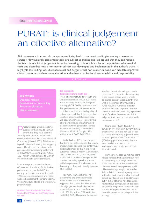 (PDF) PURAT: is clinical judgement an effective alternative