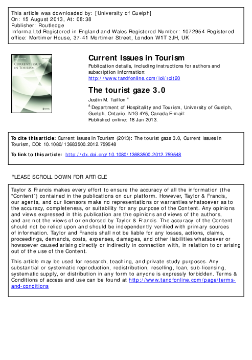 (PDF) The Tourist Gaze 1.0, 2.0, and 3.0 | Jonas Larsen - Academia.edu