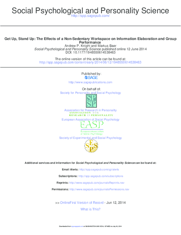 (PDF) Get up, stand up: The effects of a non-sedentary workspace on ...