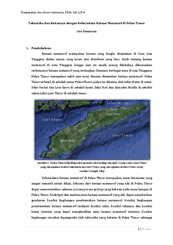 (PDF) Tektonika dan Kaitannya dengan Keberadaan Batuan Metamorf di Pulau Timor