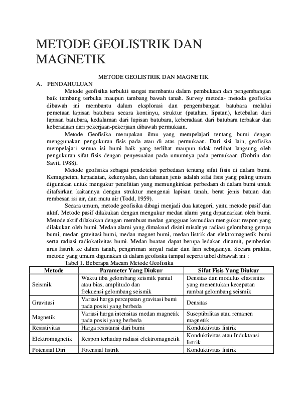 (DOC) METODE GEOLISTRIK DAN MAGNETIK