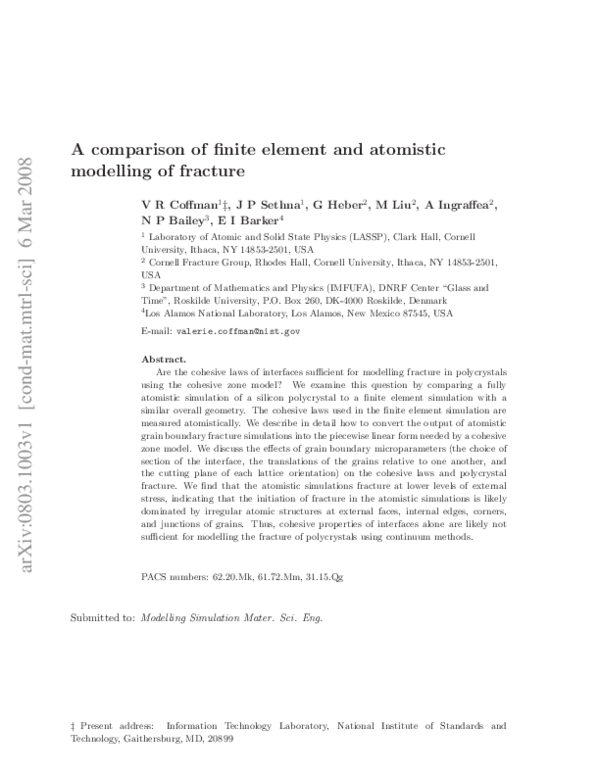 Pdf A Comparison Of Finite Element And Atomistic Modelling Of