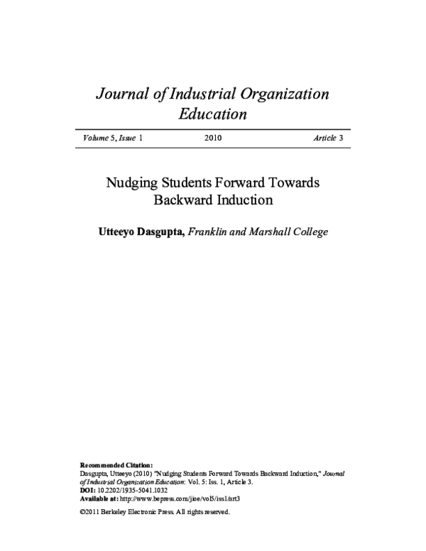 (PDF) Nudging Students Forward Towards Backward Induction