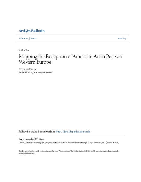 (PDF) “Mapping the Reception of American Art in Postwar Western Europe ...