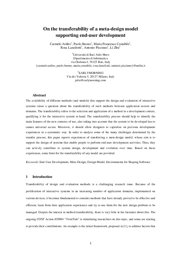 Pdf On The Transferability Of A Meta Design Model Supporting End User Development