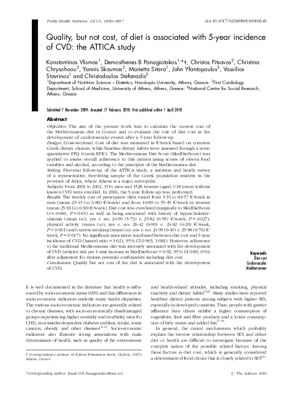 (PDF) Quality, but not cost, of diet is associated with 5-year ...