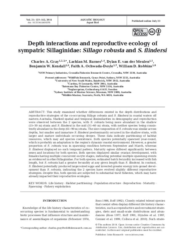 (PDF) Depth interactions and reproductive ecology of sympatric ...