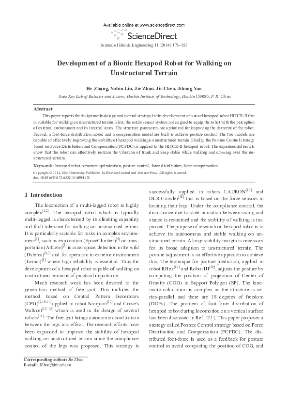 (PDF) Development of a Bionic Hexapod Robot for Walking on Unstructured ...
