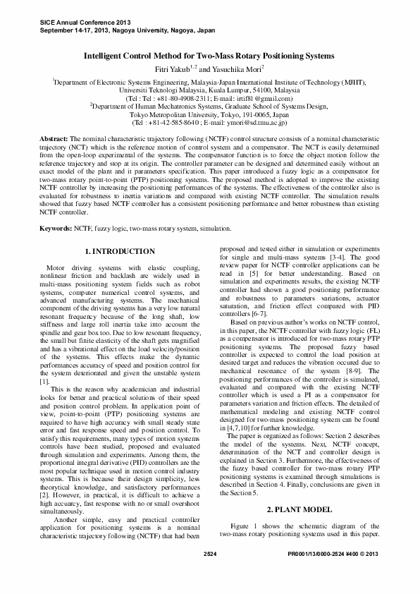 (PDF) Intelligent control method for two-mass rotary positioning systems