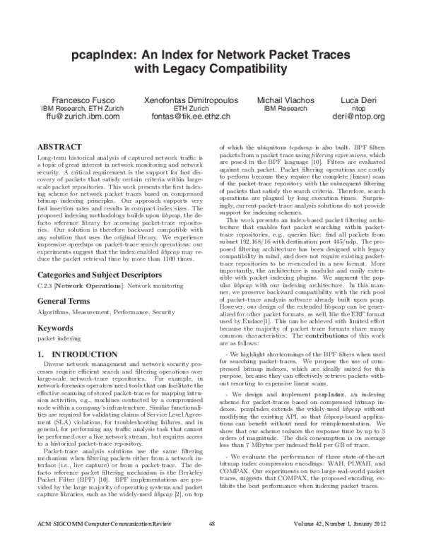 (PDF) pcapIndex: An Index for Network Packet Traces with Legacy ...