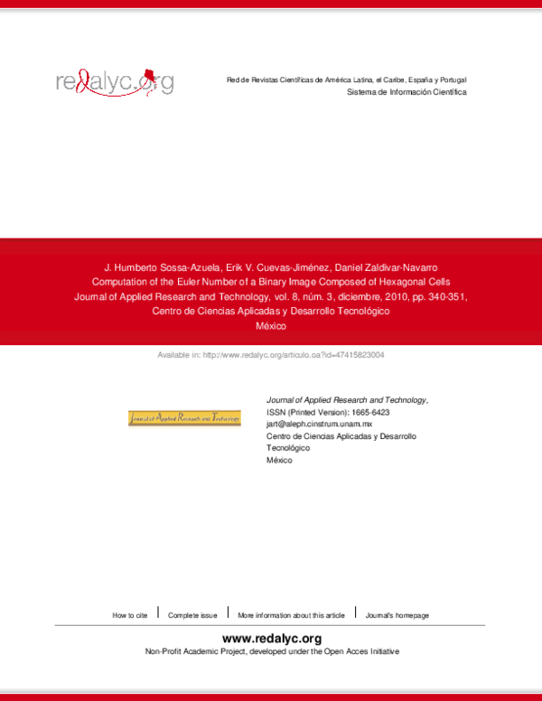 Pdf Euler Number Computation For Hexagonal Images