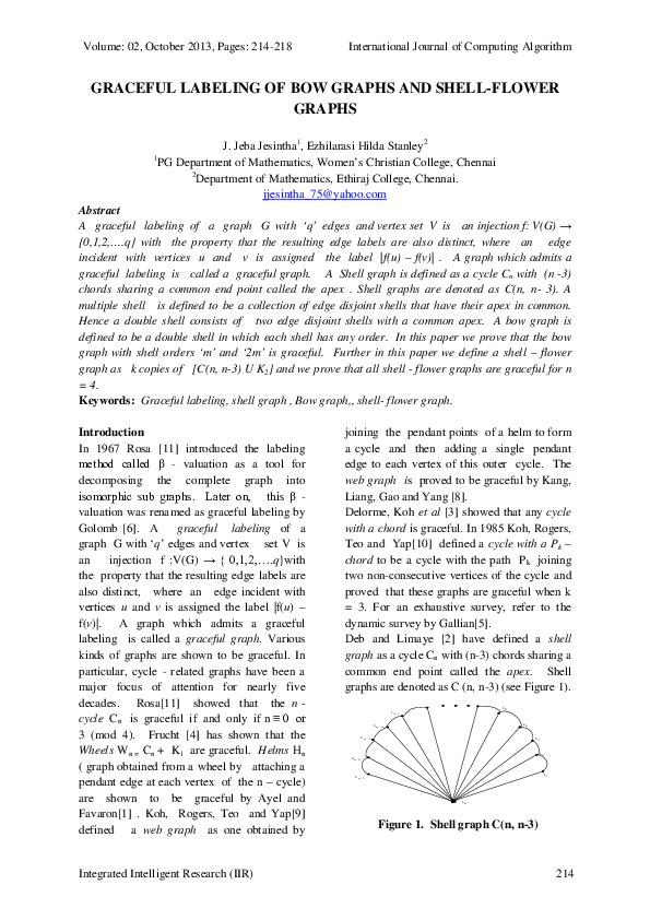 (PDF) GRACEFUL LABELING OF BOW GRAPHS AND SHELL-FLOWER GRAPHS